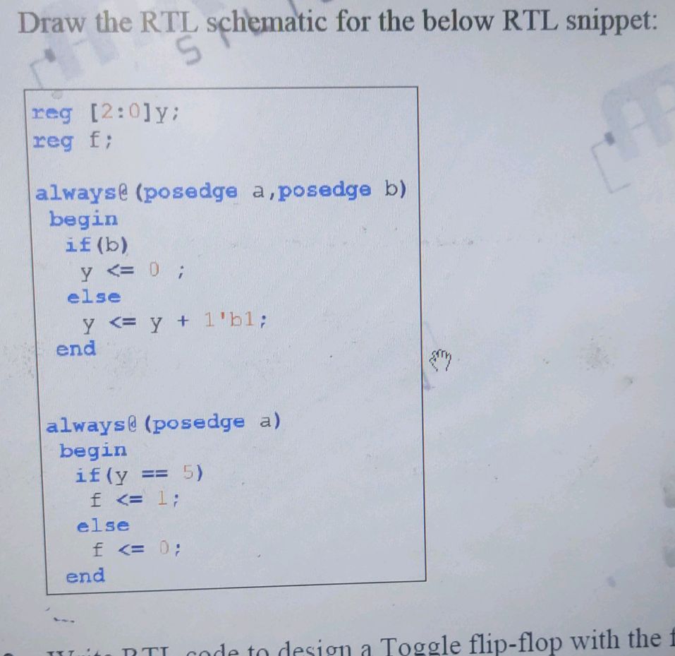 Draw the RTL schematic for the below RTL | StudyX
