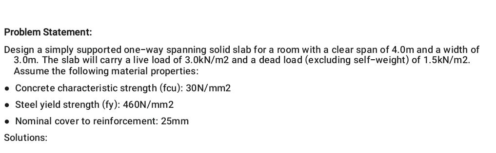 Design a simply supported one-way spanning | StudyX