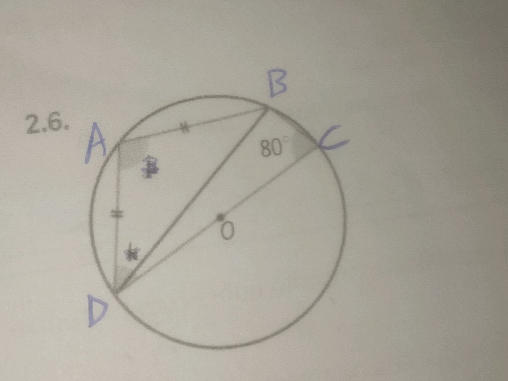2. 6. In the circle, angle $BCA = 80^{ }$. | StudyX