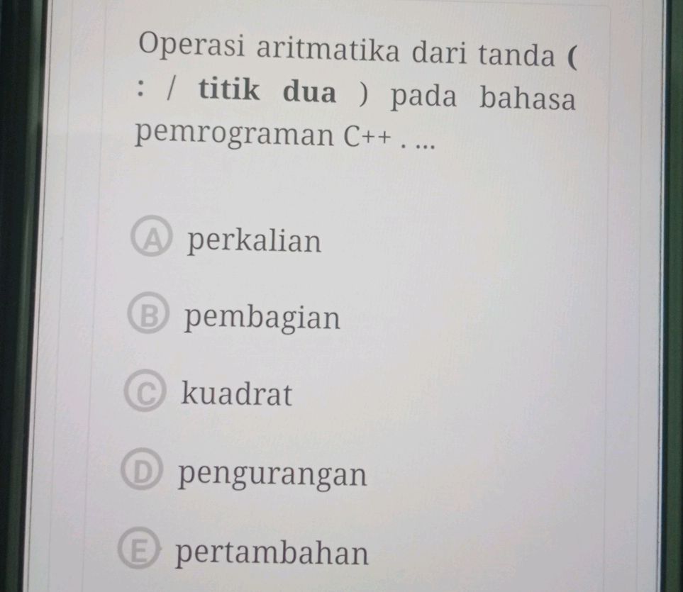 Operasi aritmatika dari tanda ( : / titik | StudyX