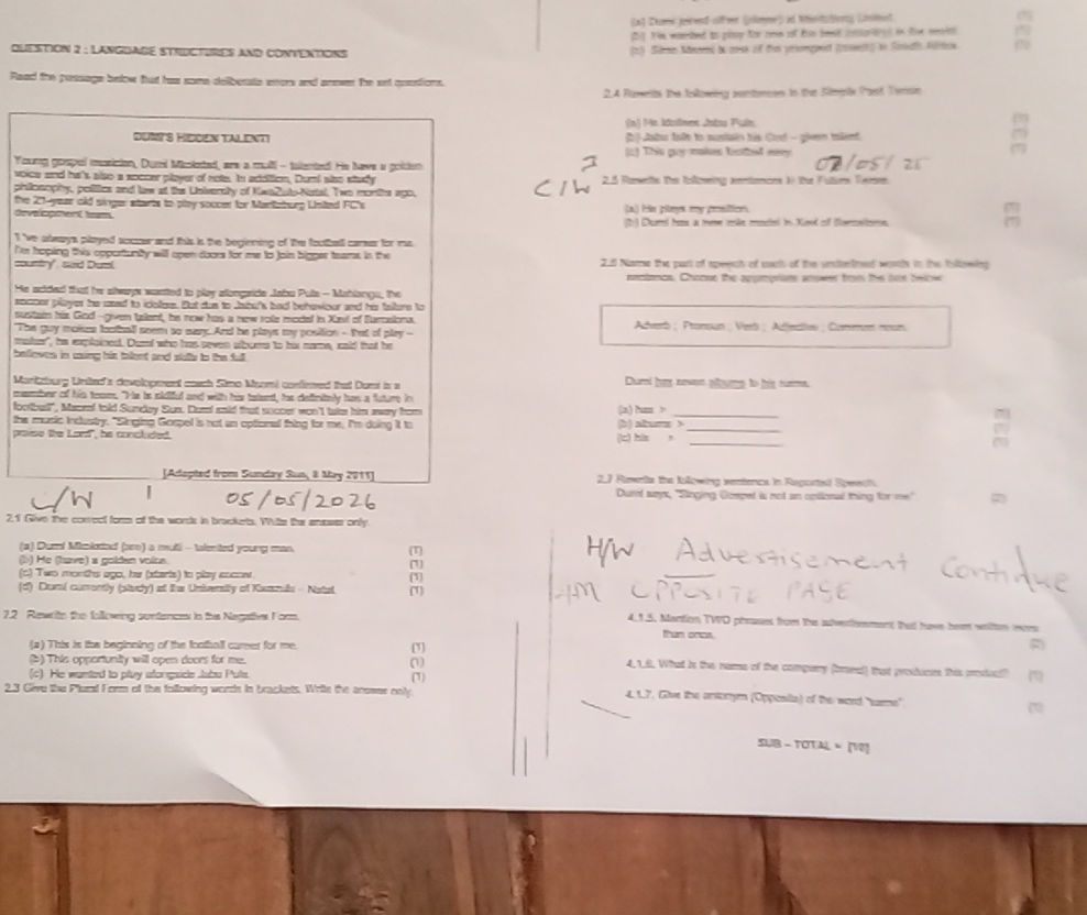 QUESTION 2: LANGUAGE STRUCTURES AND | StudyX