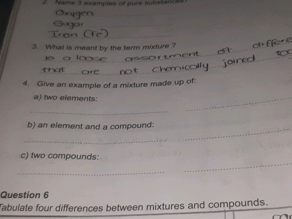 2. Name 3 examples of pure substances? | StudyX