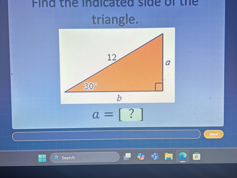 Find the indicated side of the triangle. 12 | StudyX