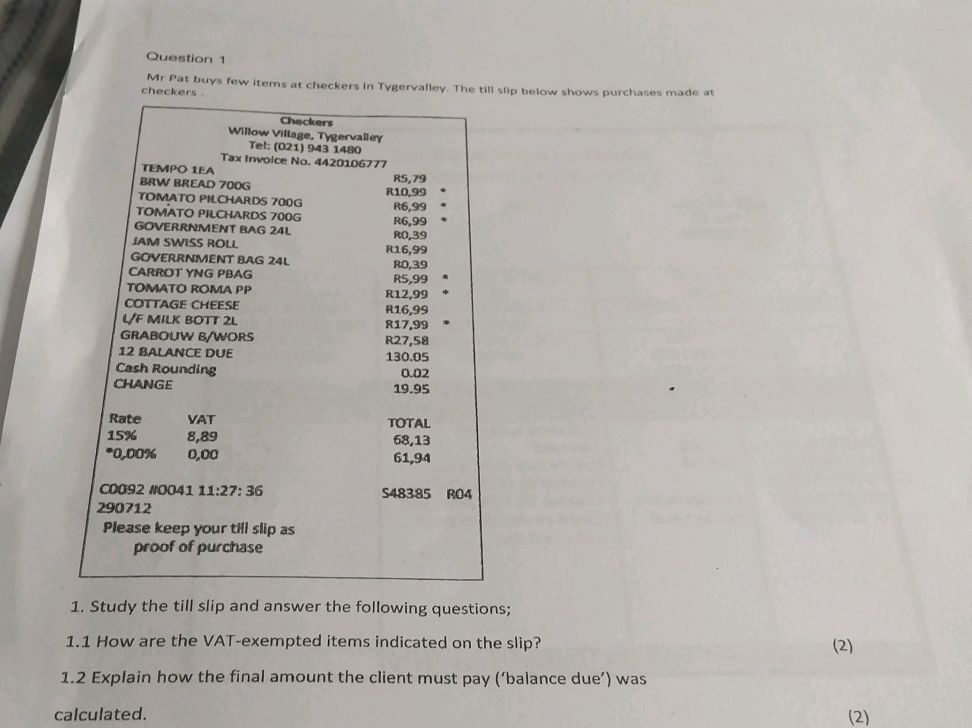 Question 1 Mr Pat buys few items at | StudyX