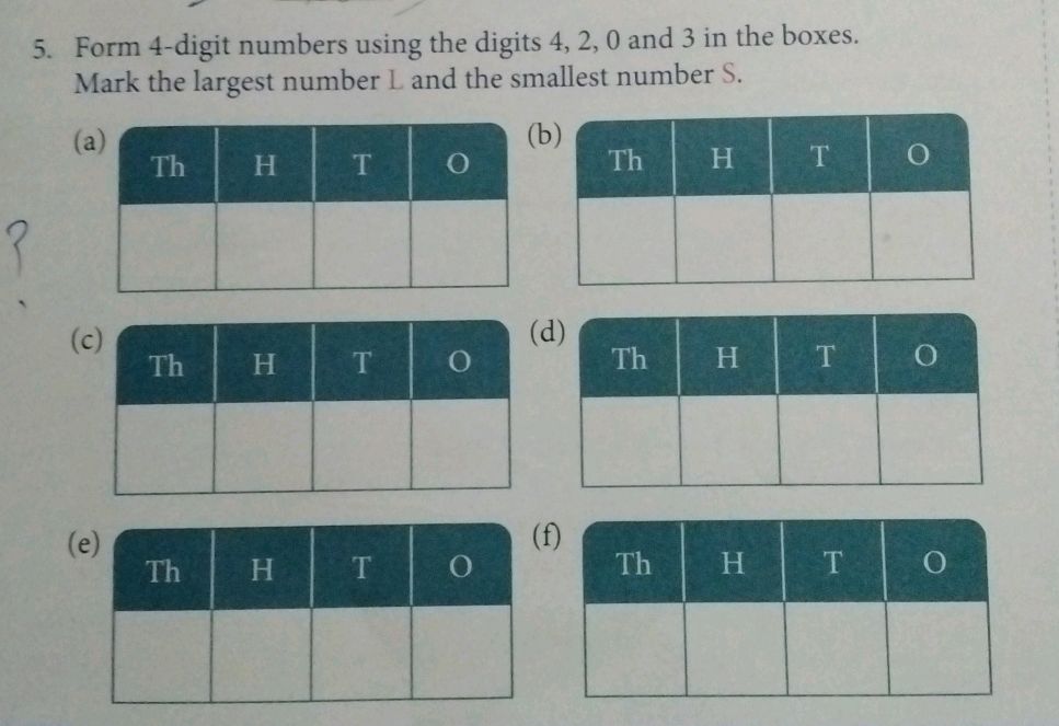 5. Form 4-digit numbers using the digits 4, | StudyX