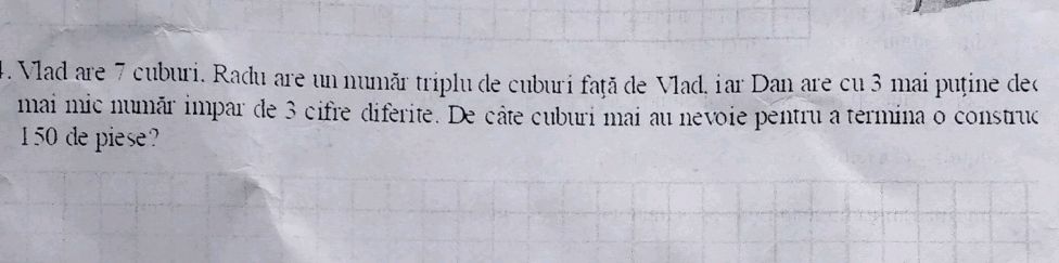 Vlad has 7 cubes. Radu has three times as | StudyX