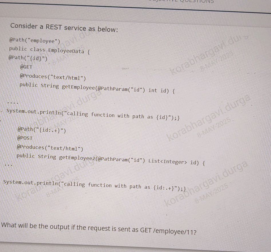 Consider a REST service as below: ```java | StudyX