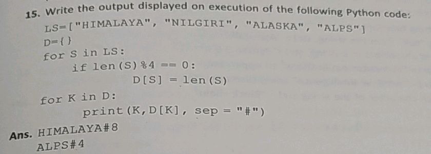 15. Write the output displayed on execution | StudyX