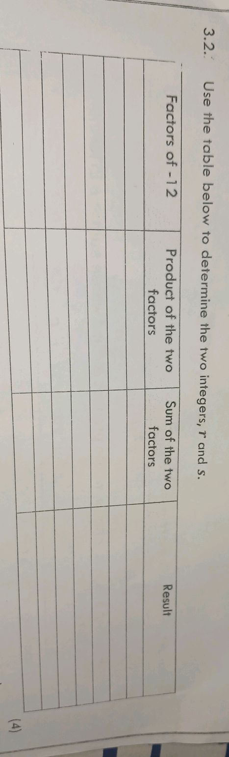 3.2. Use the table below to determine the | StudyX