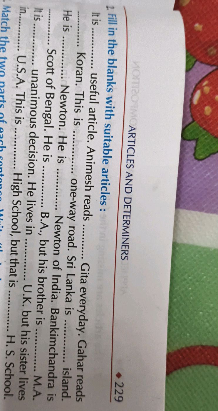 2. Fill in the blanks with suitable articles | StudyX