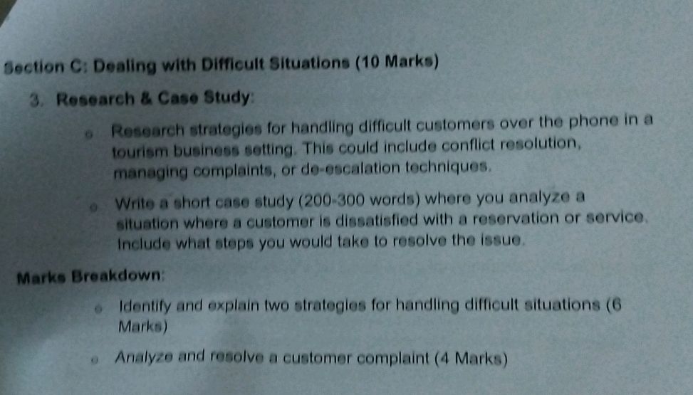 Section C: Dealing with Difficult Situations | StudyX