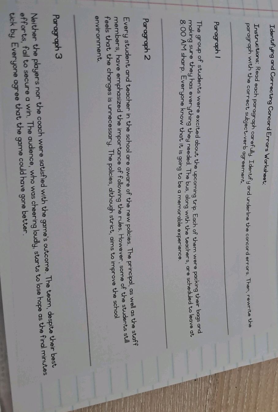 Identifying and Correcting Concord Errors | StudyX