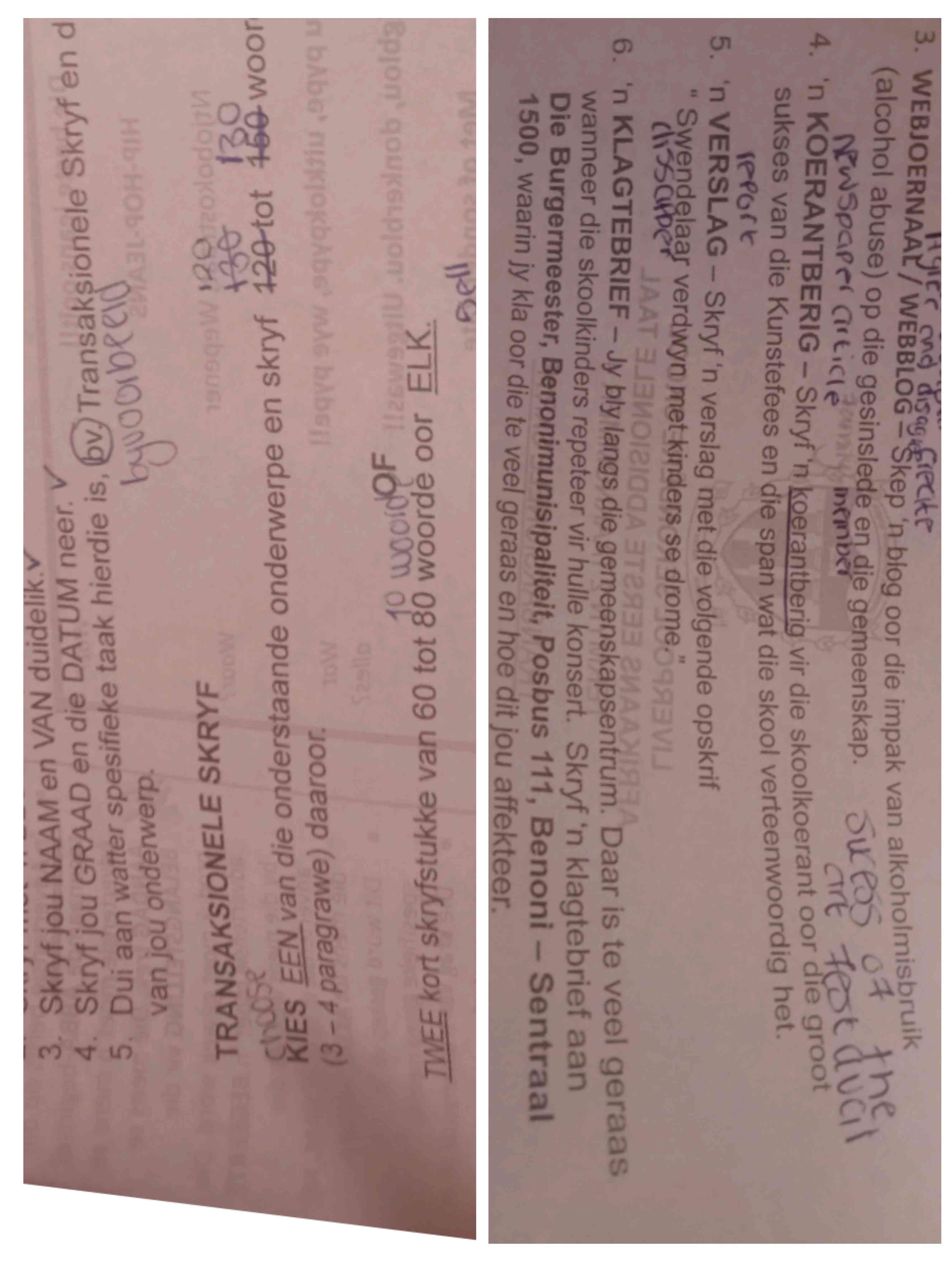 3. Skryf jou NAAM en VAN duidelik. 4. Skryf | StudyX