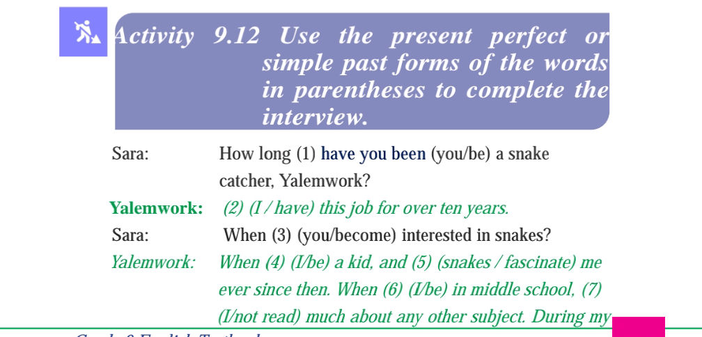 Activity 9.12 Use the present perfect or | StudyX