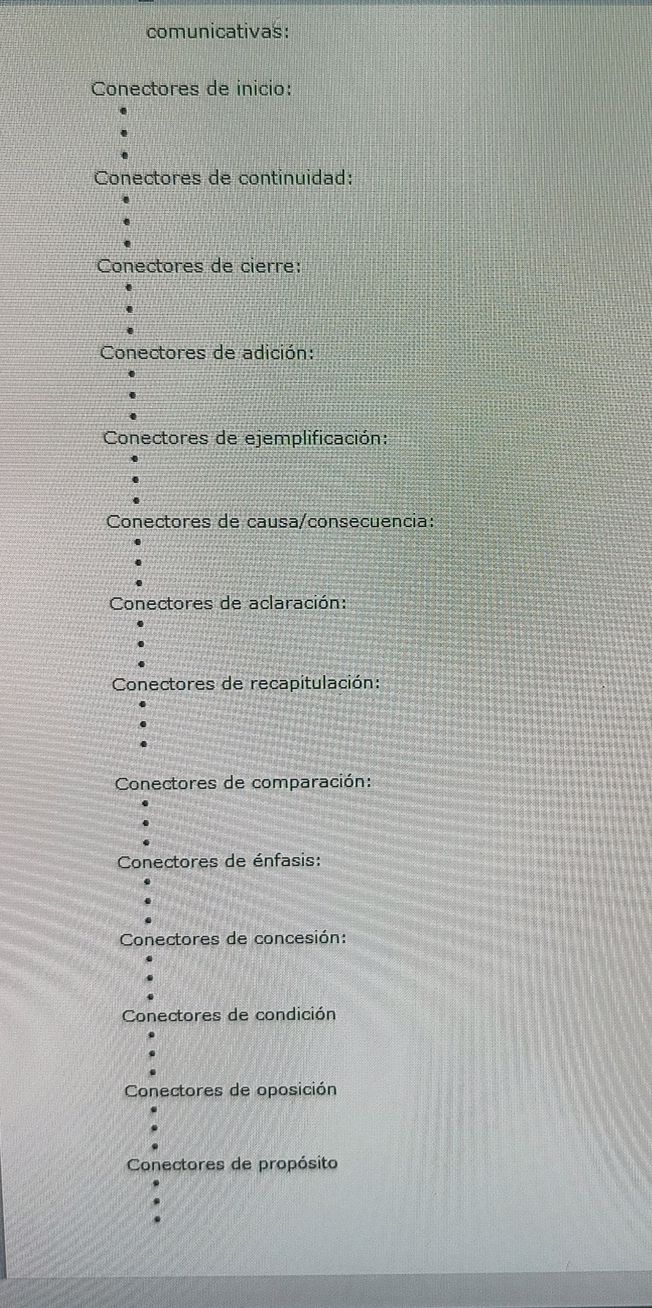 comunicativas: Conectores de inicio: | StudyX