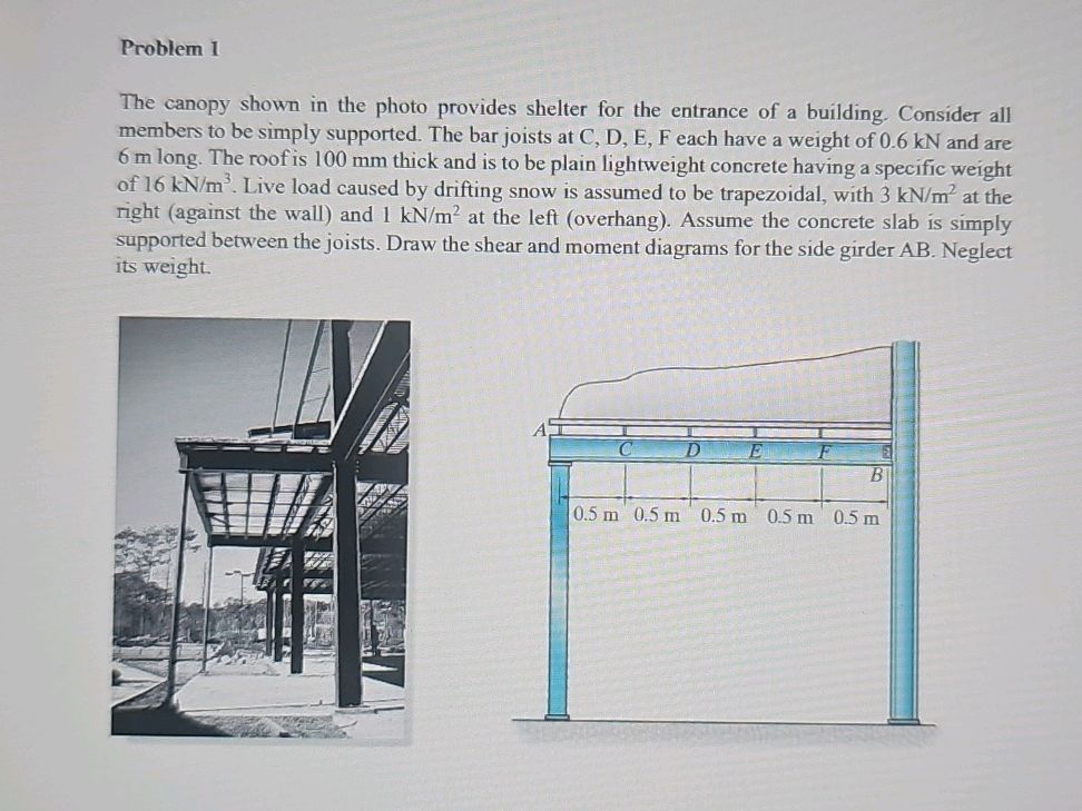 Problem 1 The canopy shown in the photo | StudyX