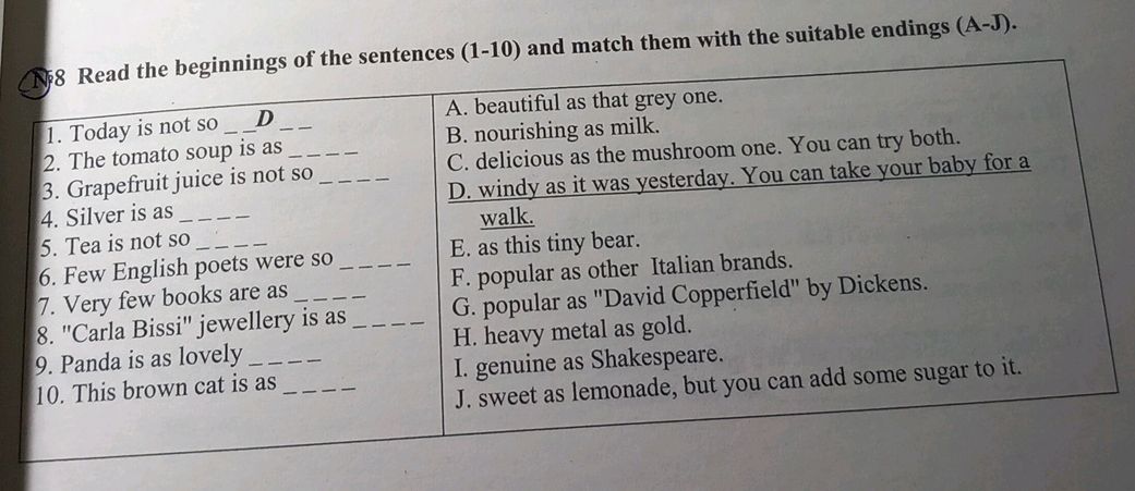 Read the beginnings of the sentences (1-10) | StudyX