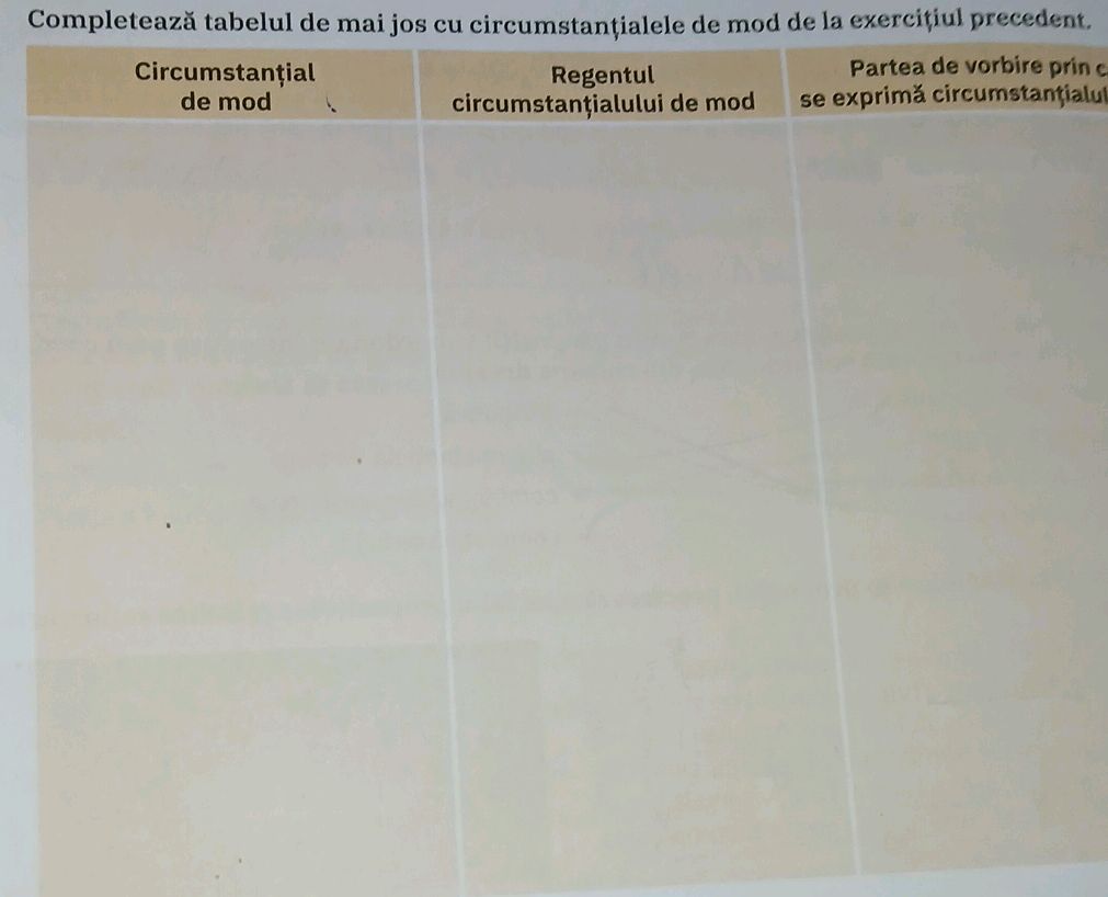 Completează tabelul de mai jos cu | StudyX