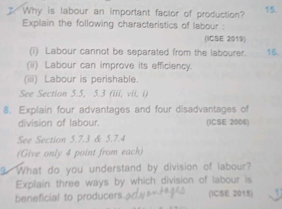 7. Why is labour an important factor of | StudyX