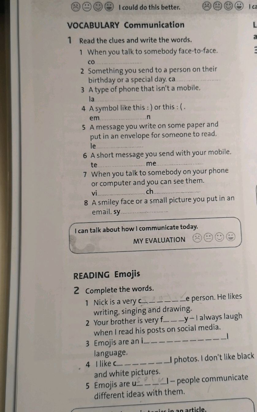 1 Read the clues and write the words. 1 | StudyX