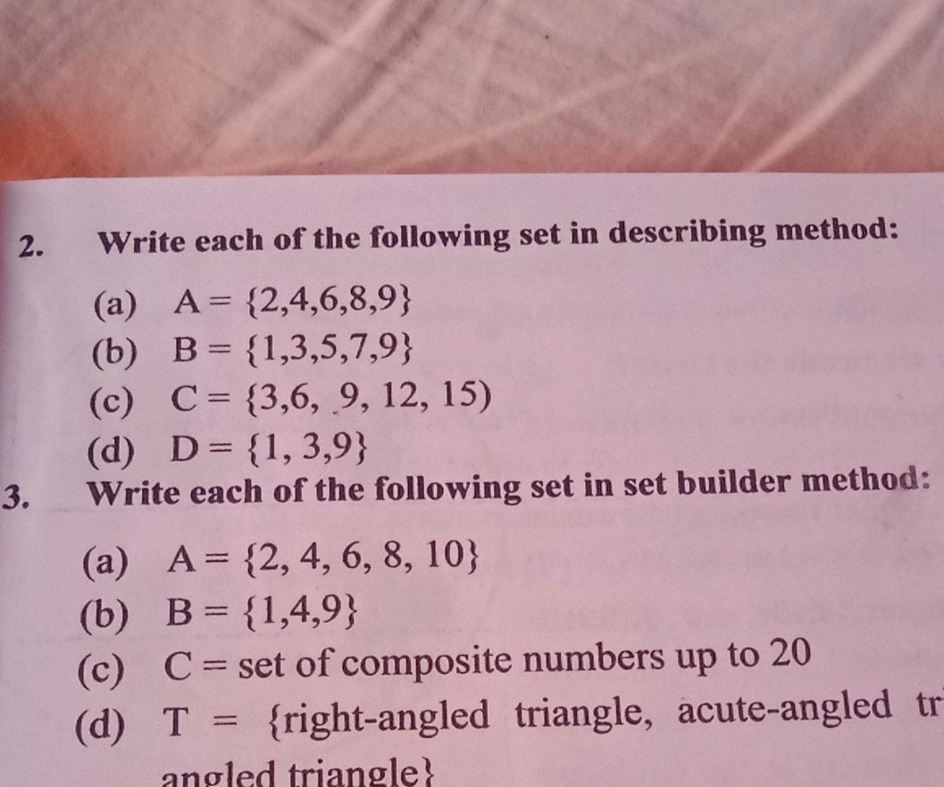 Write each of the following set in
