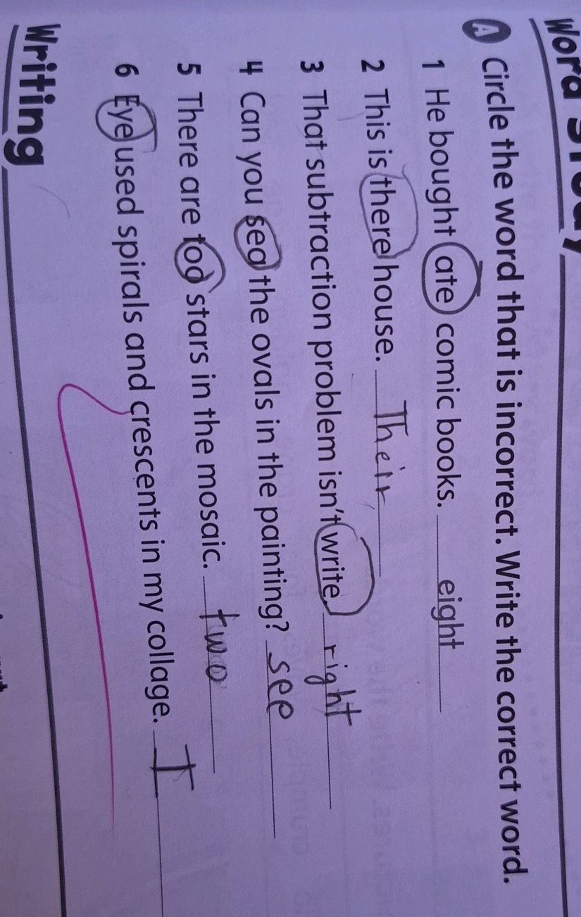 Circle the word that is incorrect. Write the | StudyX