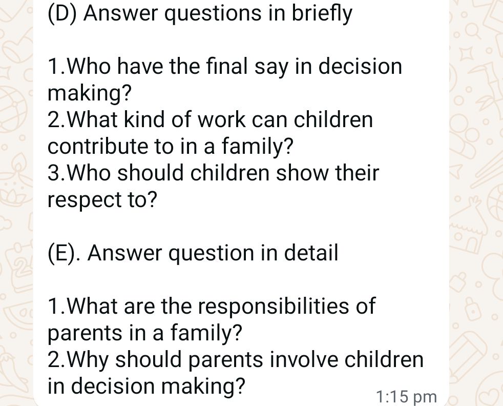 (D) Answer questions in briefly 1. Who have | StudyX