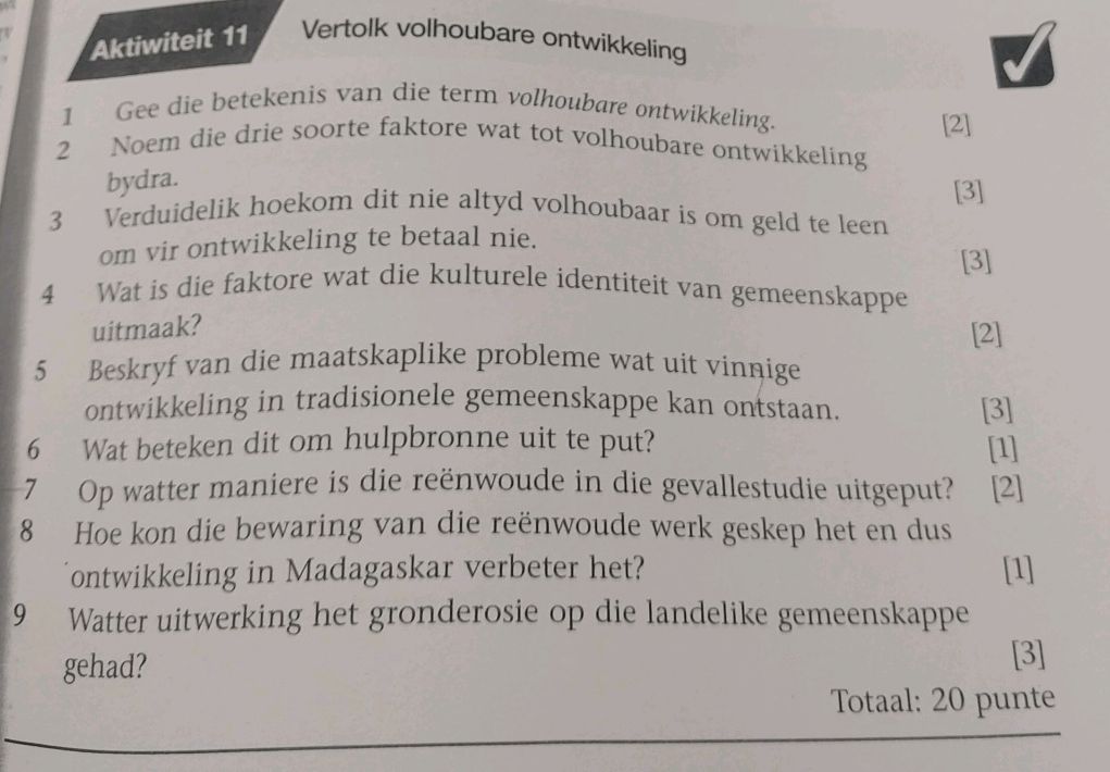 1. Gee die betekenis van die term volhoubare | StudyX