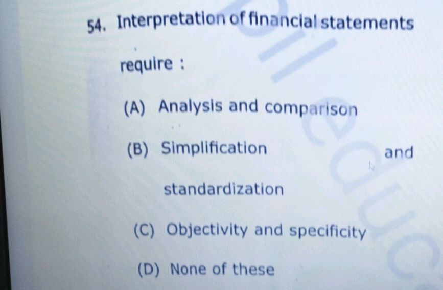 54. Interpretation of financial statements | StudyX