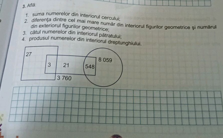 3. Află: 1. suma numerelor din interiorul | StudyX