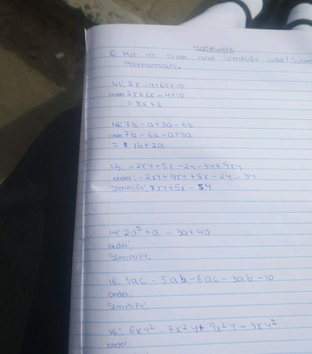 Put in Order and Simplify add / Subtract | StudyX