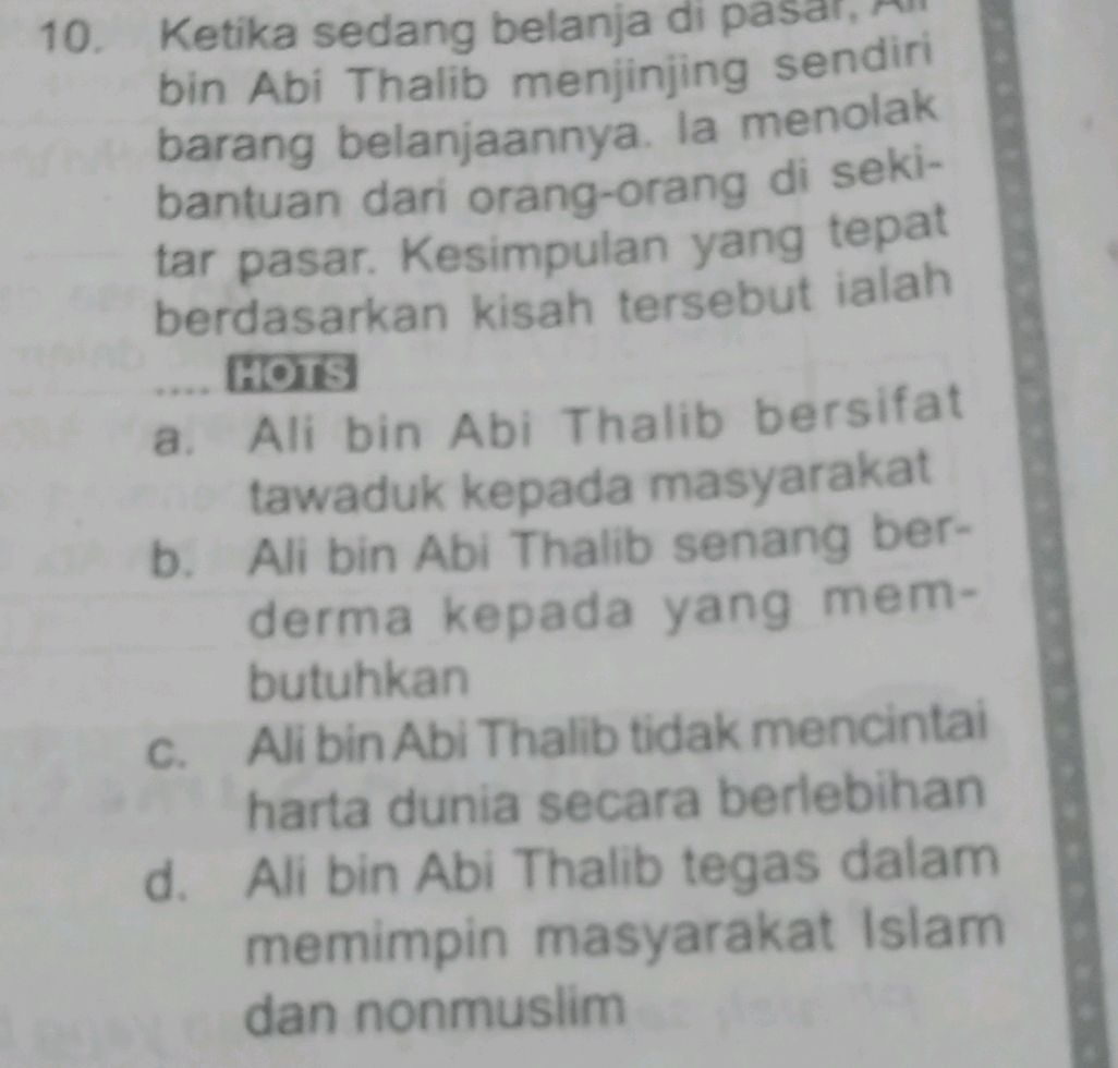 10. Ketika sedang belanja di pasar, Ali bin | StudyX