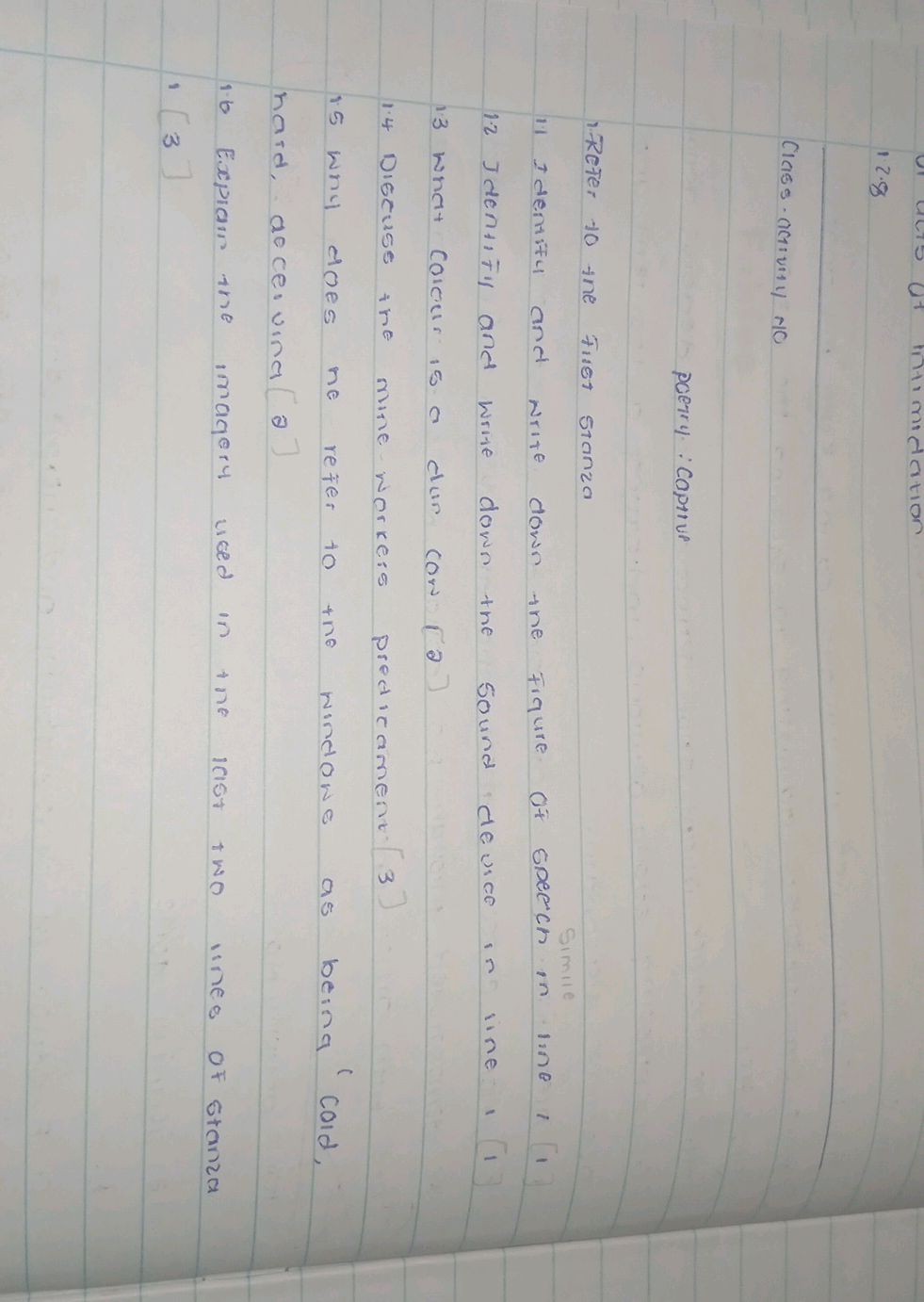 1. Refer to the First Stanza 11. Identify | StudyX