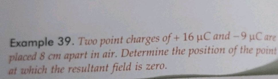 Example 39. Two point charges of + 16 µC and
