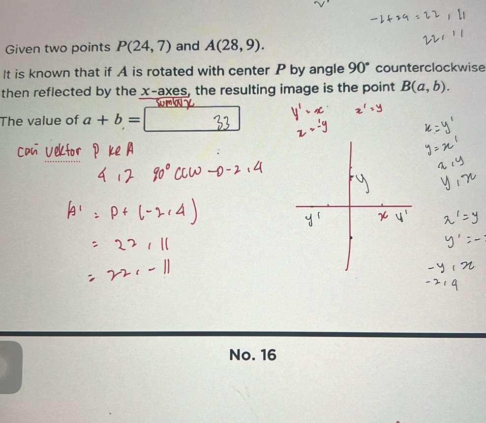 Given two points P(24, 7) and A(28, 9). It | StudyX
