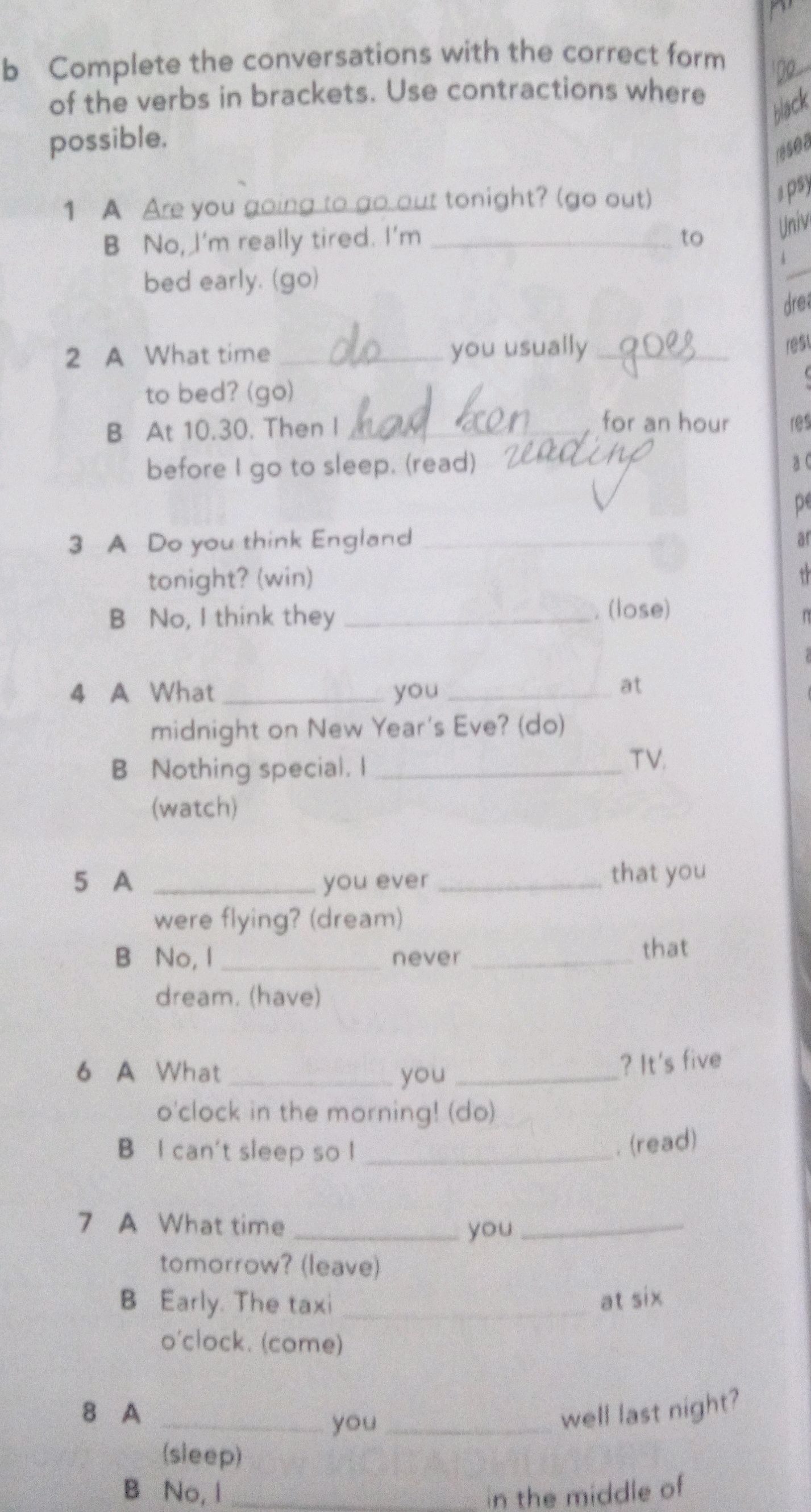 Complete the conversations with the correct | StudyX