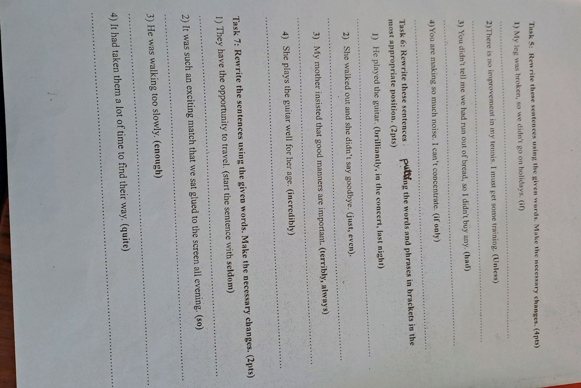 Task 5: Rewrite these sentences using the | StudyX