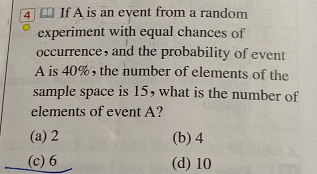 If A is an event from a random experiment | StudyX