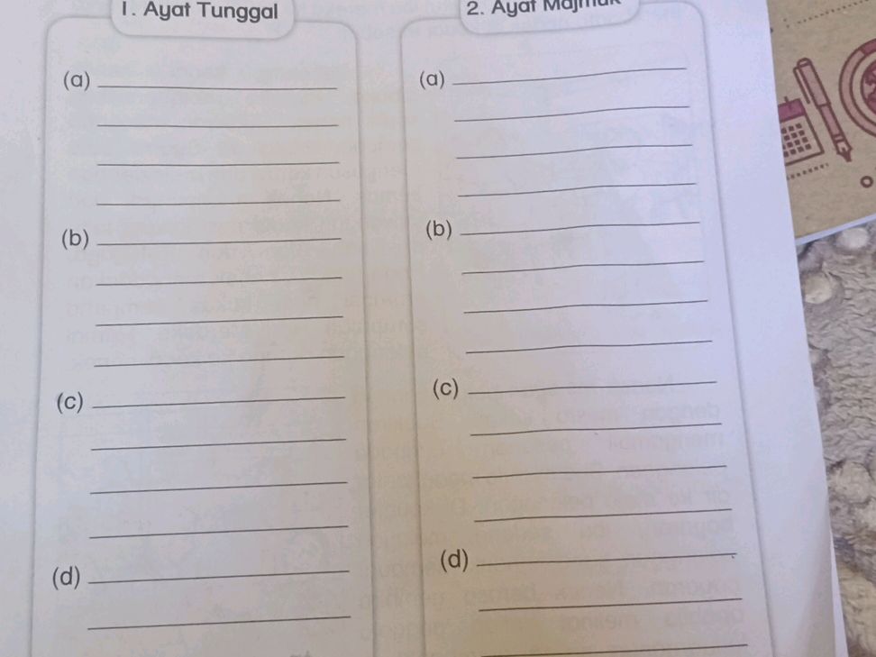 1. Ayat Tunggal (a) (b) (c) (d) 2. Ayat | StudyX