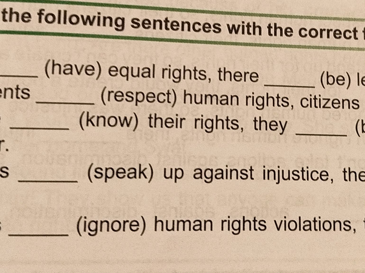 the following sentences with the correct f | StudyX