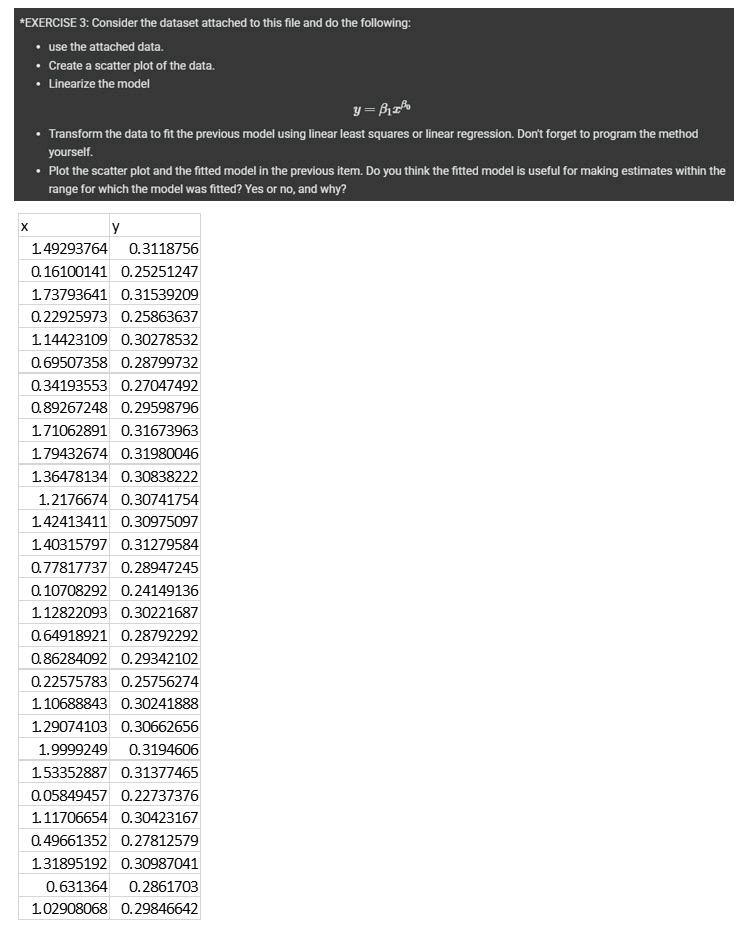 *EXERCISE 3: Consider the dataset attached | StudyX