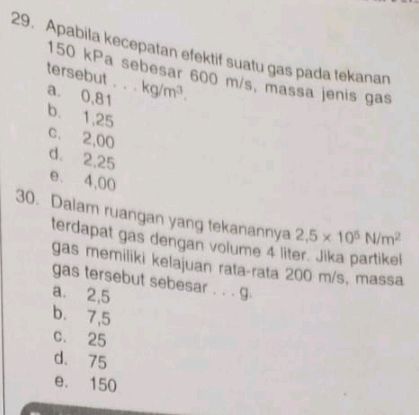 29. Apabila kecepatan efektif suatu gas pada | StudyX