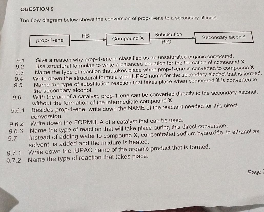 QUESTION 9 The flow diagram below shows the | StudyX