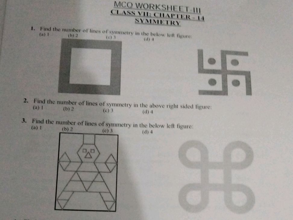 1. Find the number of lines of symmetry in | StudyX