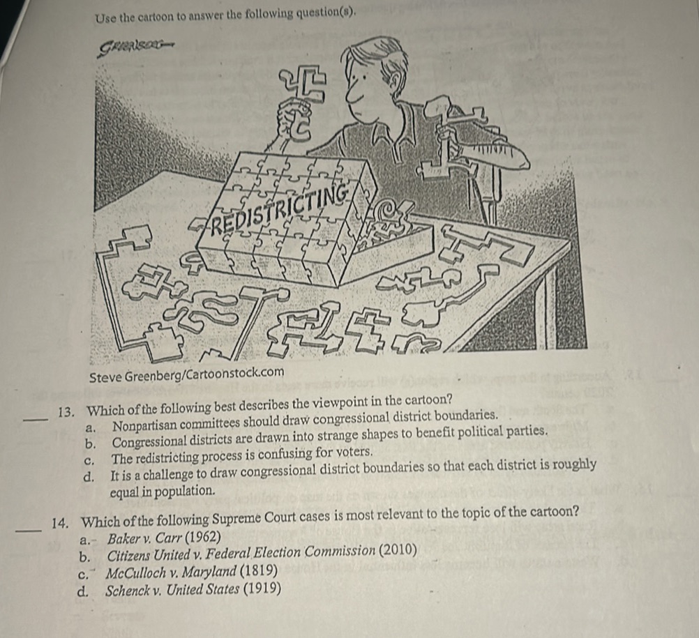 Use the cartoon to answer the following | StudyX