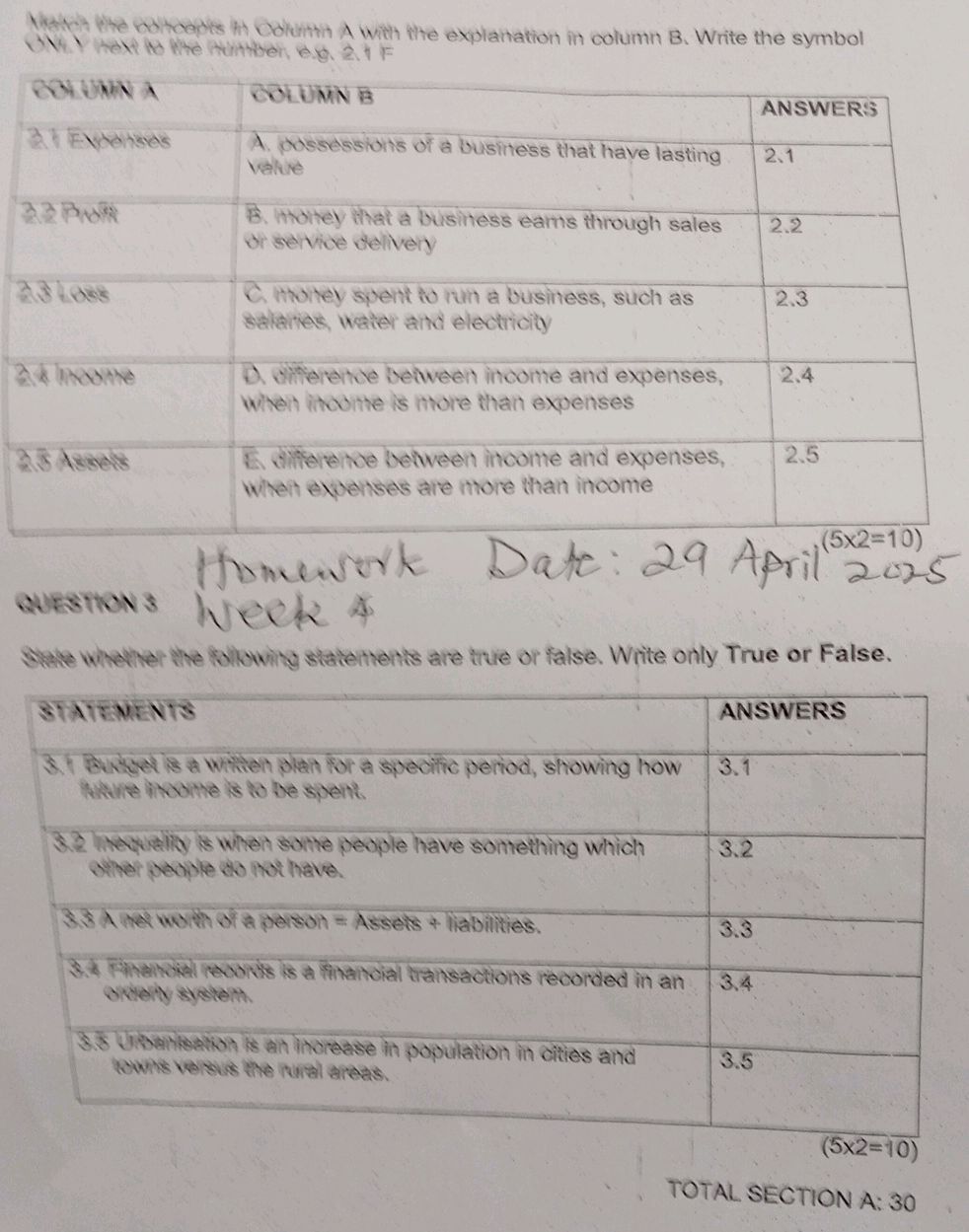 Match the concepts in Column A with the | StudyX