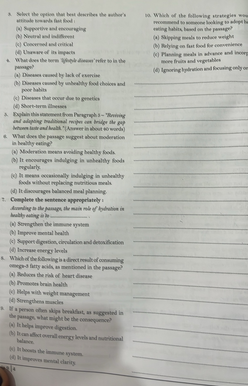 3. Select the option that best describes the | StudyX