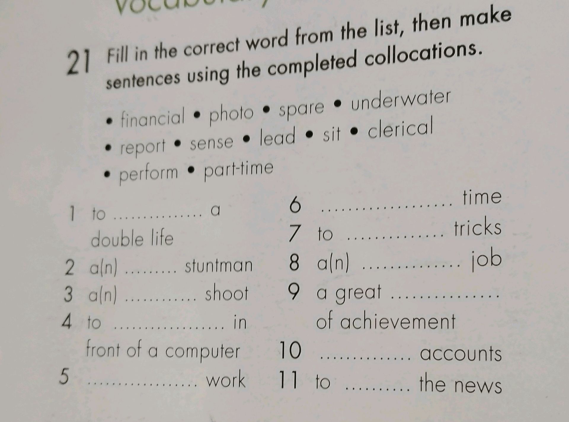 21 Fill in the correct word from the list, | StudyX