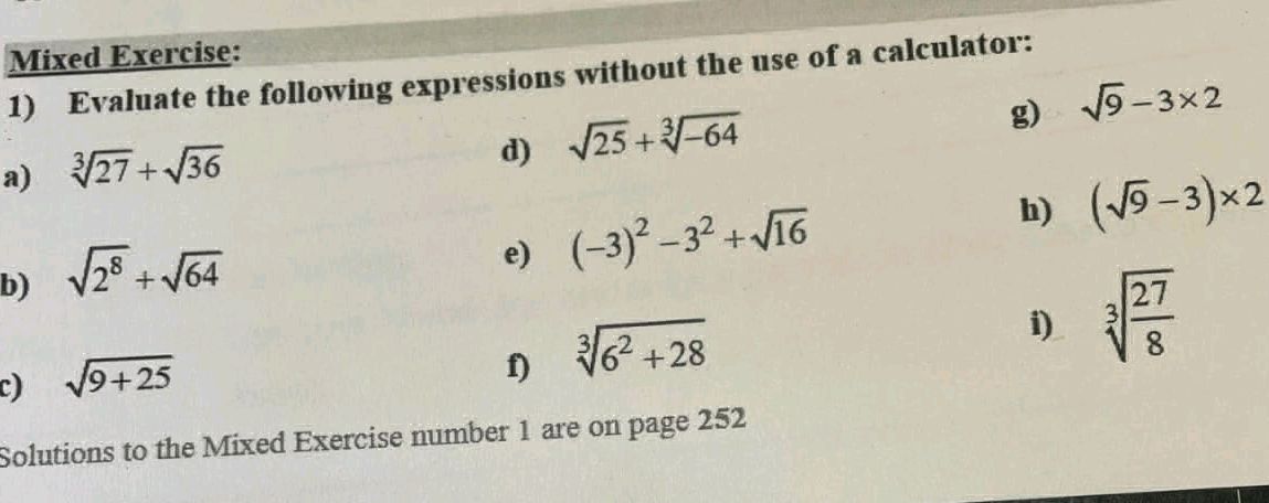 1) Evaluate the following expressions | StudyX