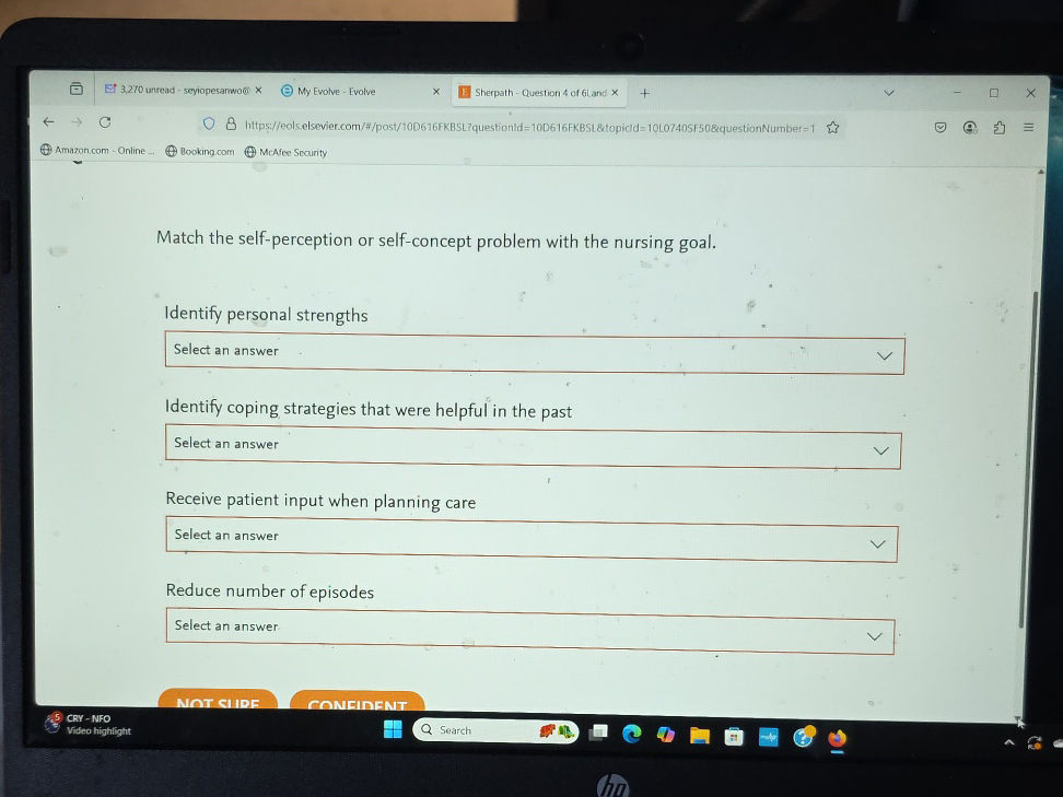 Match the self-perception or self-concept | StudyX